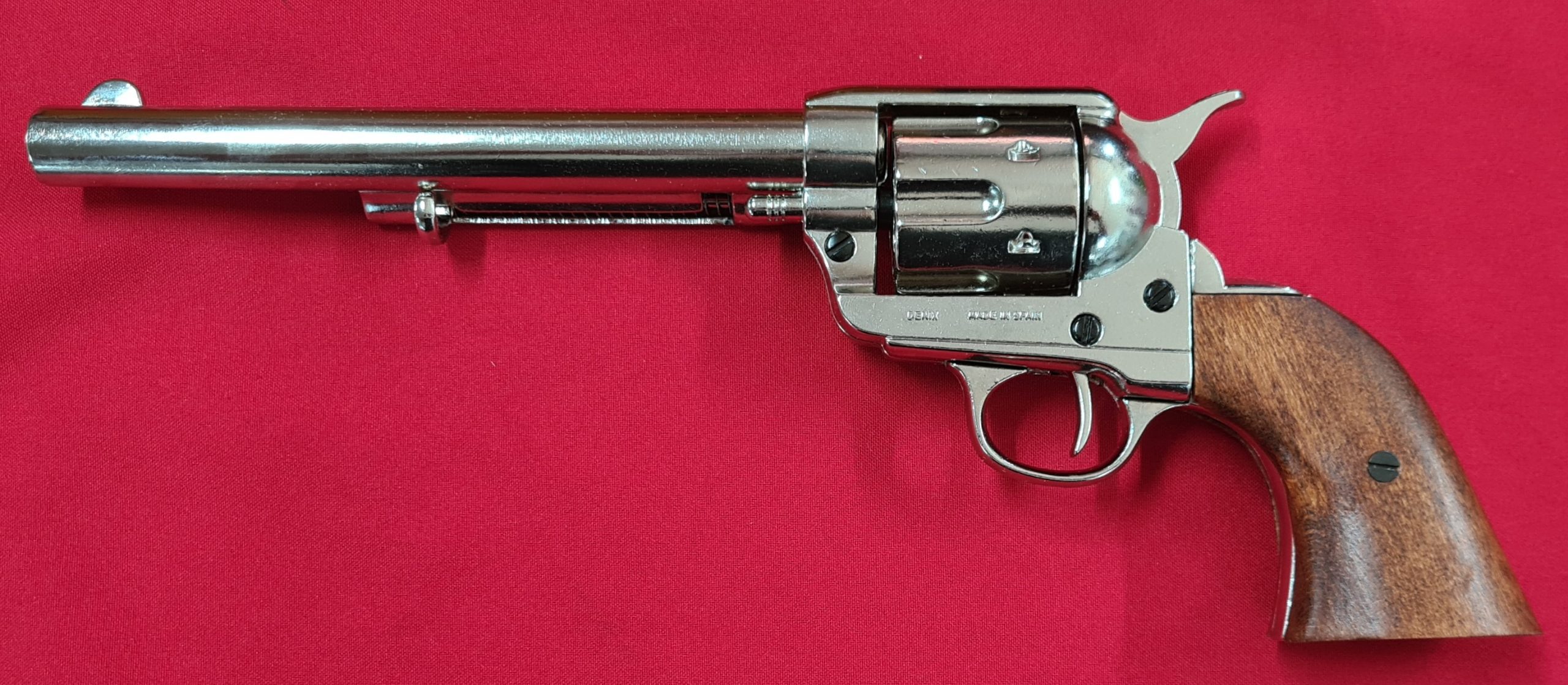 DENIX REPLICA GUN 1873 NICKLE COLT PEACE MAKER REVOLVER DENIX REPLICA GUN 1873 NICKLE COLT PEACE MAKER REVOLVER